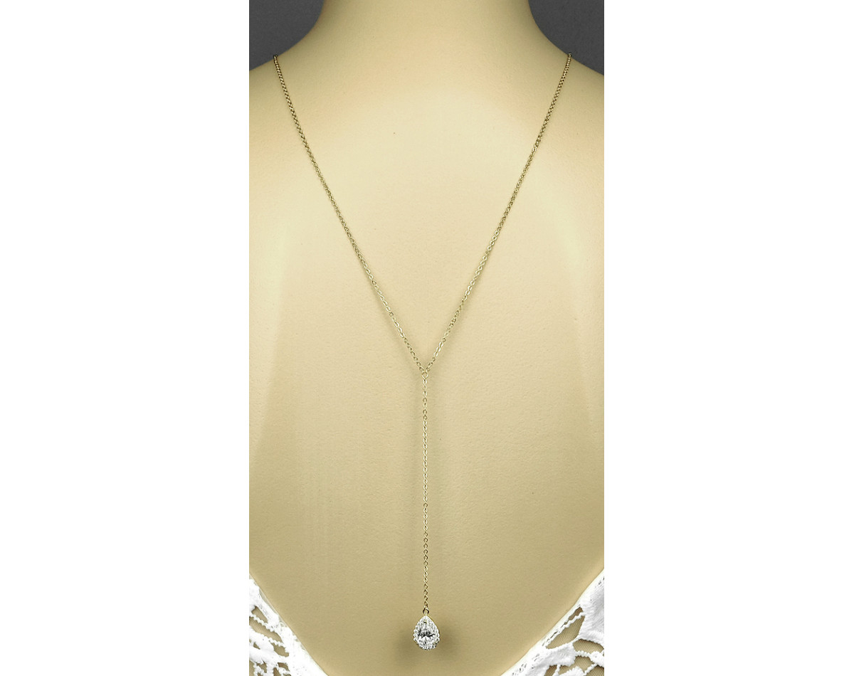 Collier de dos nu mariage ARIELLE argent, or, oxyde de zirconium, bijou ...