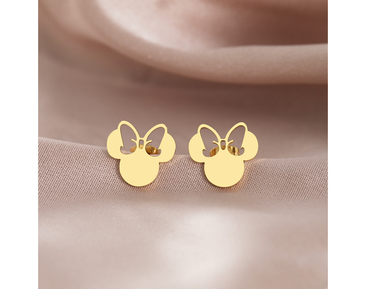 Boucles d'oreilles puces souris fille, acier inoxydable argent ou or ...